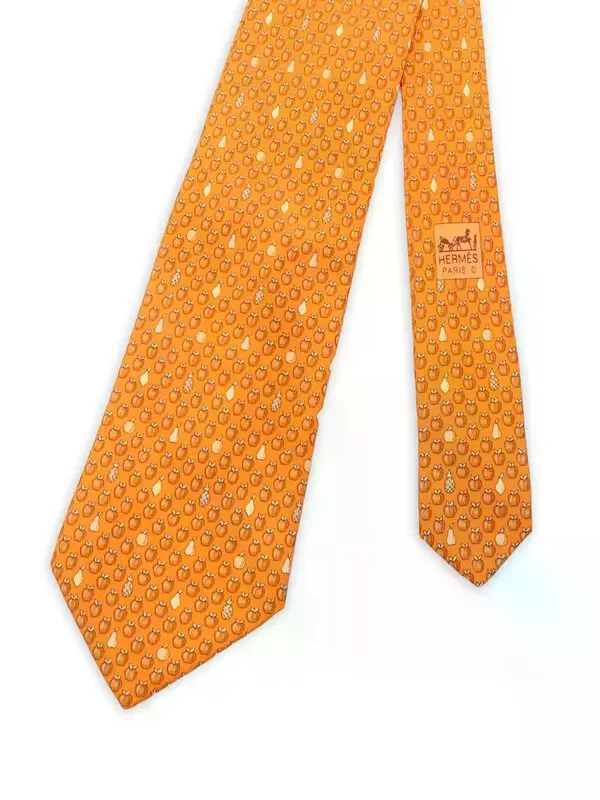 Hermès 1910s Fruit Pattern Tie - Orange
