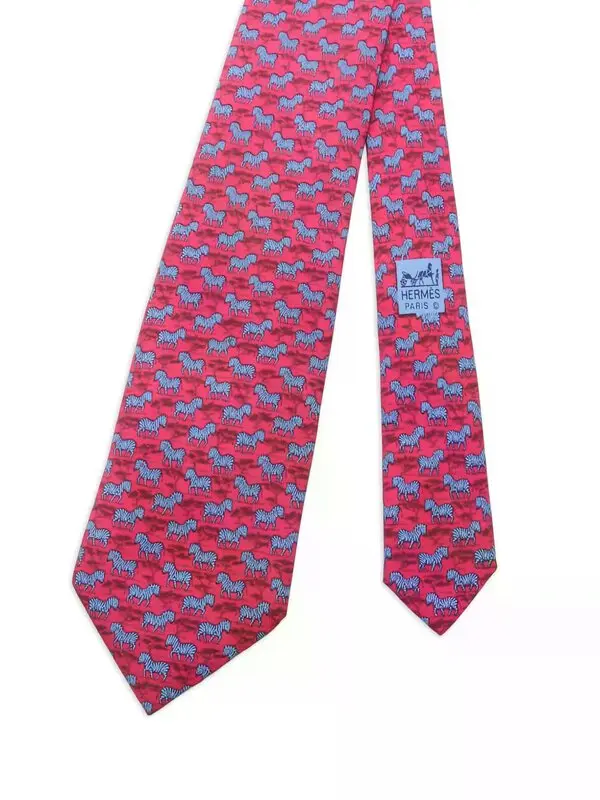 Hermès 2010 Zebra-print Tie - Pink