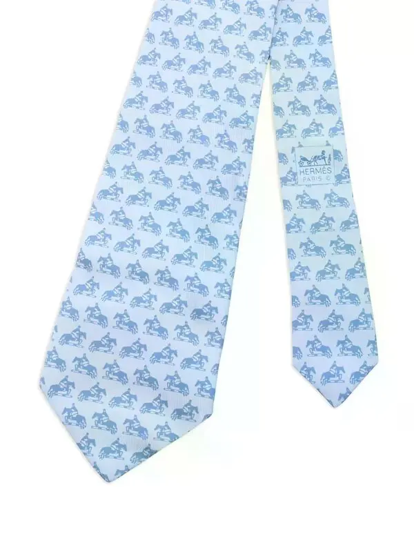 Hermès 2010s Horse-pattern Silk Tie - Blue