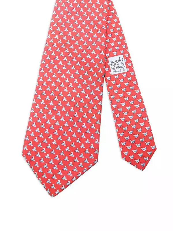 Hermès 2010 Pattern Silk Tie - Red