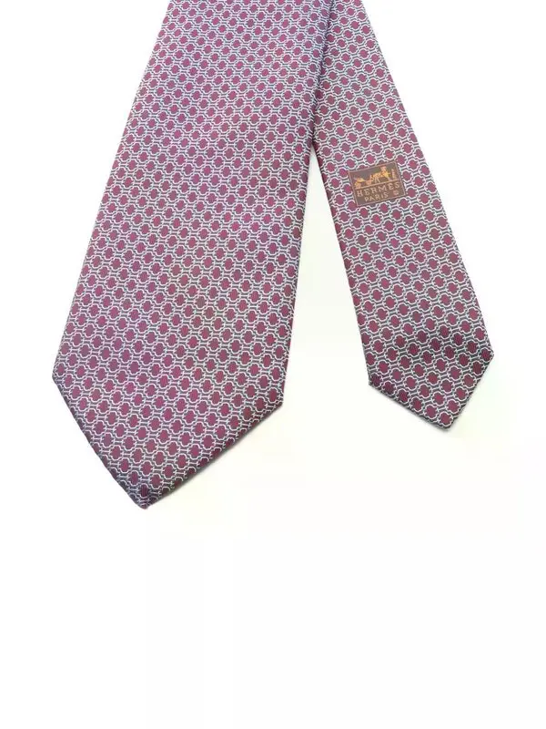Hermès Patterned Silk Tie - Red