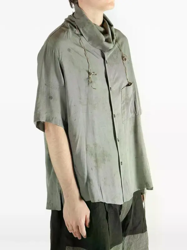 ZIGGY CHEN Distressed Cowl-neck Shirt