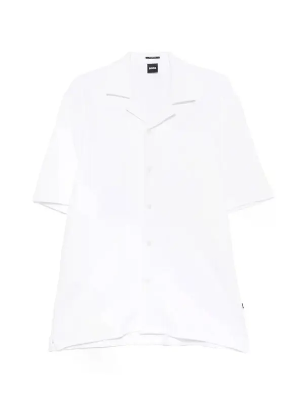 BOSS Ribbed-knit Short-sleeve Shirt - White