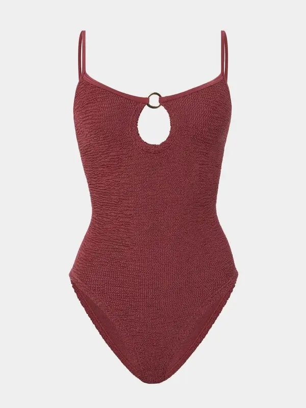 Hunza G Toni Swimsuit With Gold Hoop - Metallic Rosewood