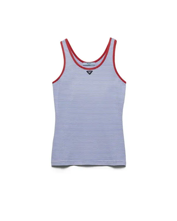 Prada Striped Cotton Jersey Tank Top