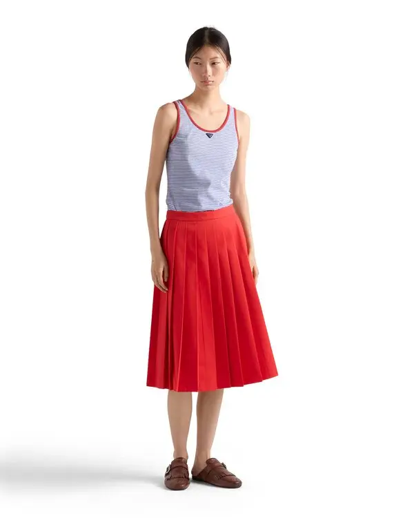 Prada Striped Cotton Jersey Tank Top