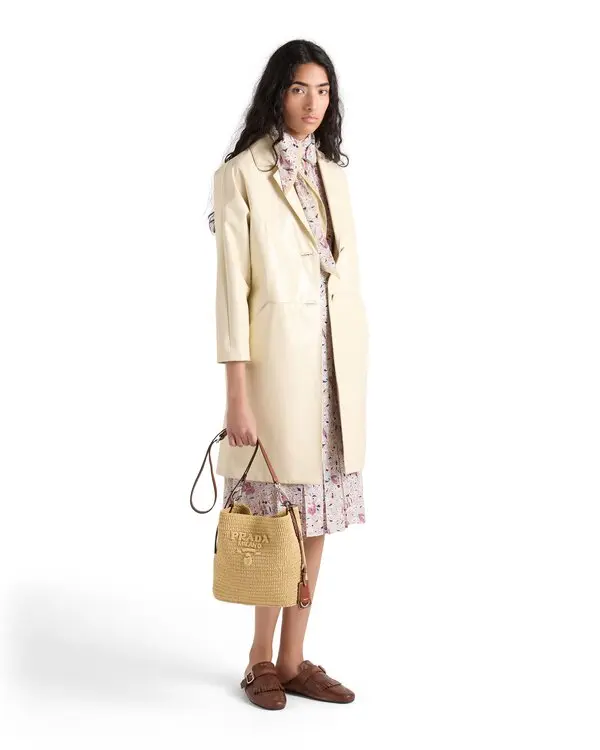 Prada Small Crochet And Leather Bucket Bag