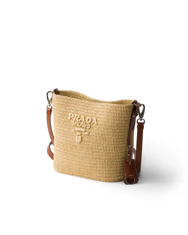 Prada Small Crochet And Leather Bucket Bag