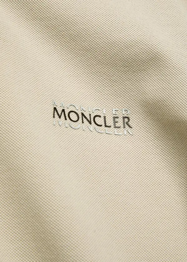 Moncler Logo-print Cotton Polo Shirt - Beige