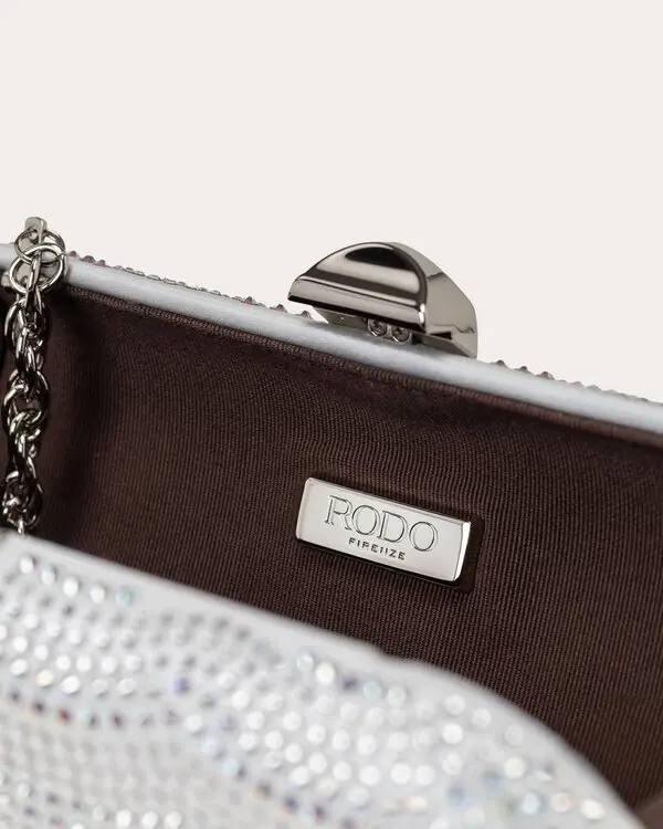 Rodo Lyssa Embellished Satin Clutch - White