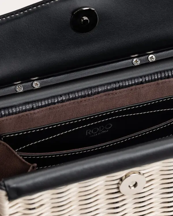 Rodo Small Paris Woven Wicker And Leather Handbag - Brown
