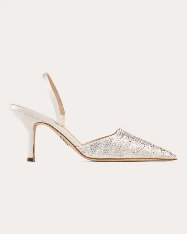 Rodo Assia 80 Embellished Satin Slingbacks - Blue