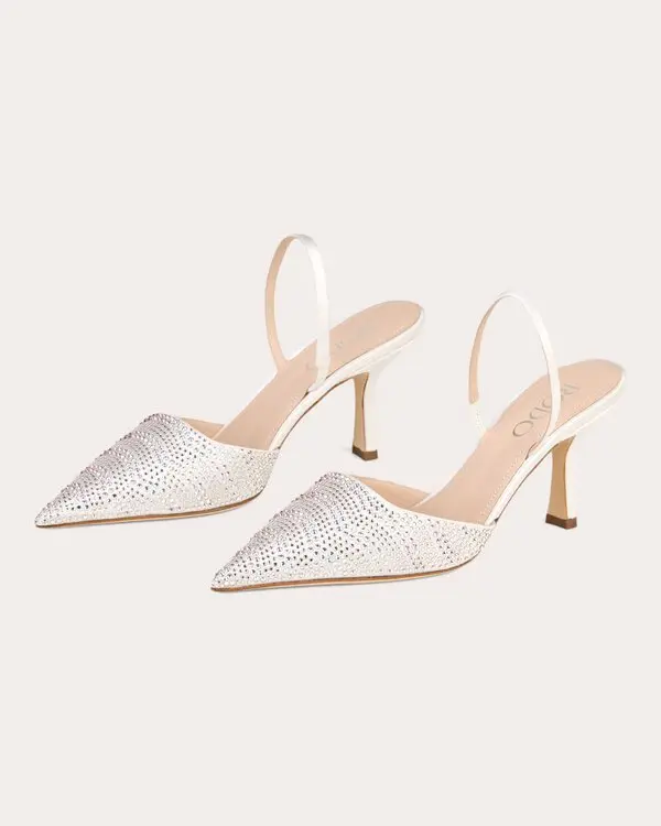 Rodo Assia 80 Embellished Satin Slingbacks - Blue