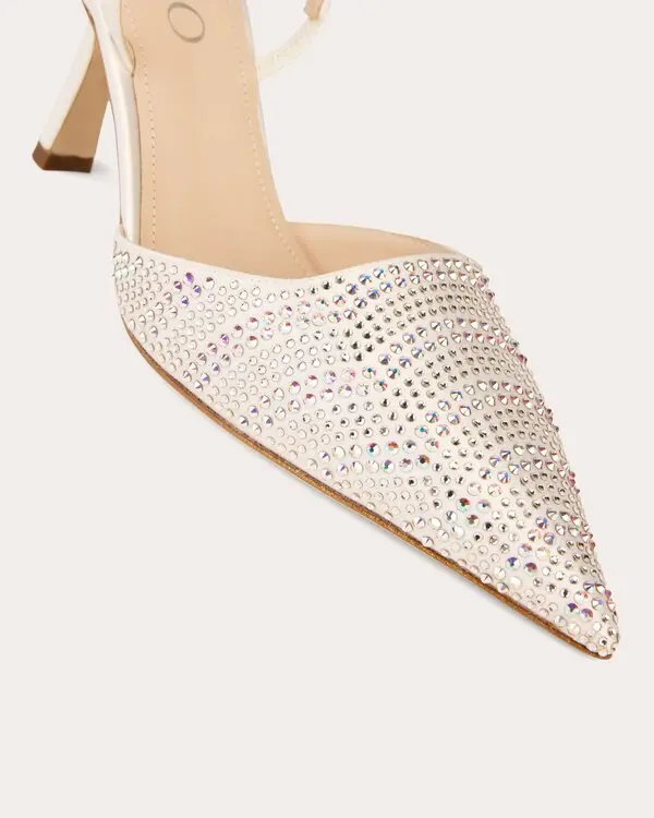 Rodo Assia 80 Embellished Satin Slingbacks - Blue