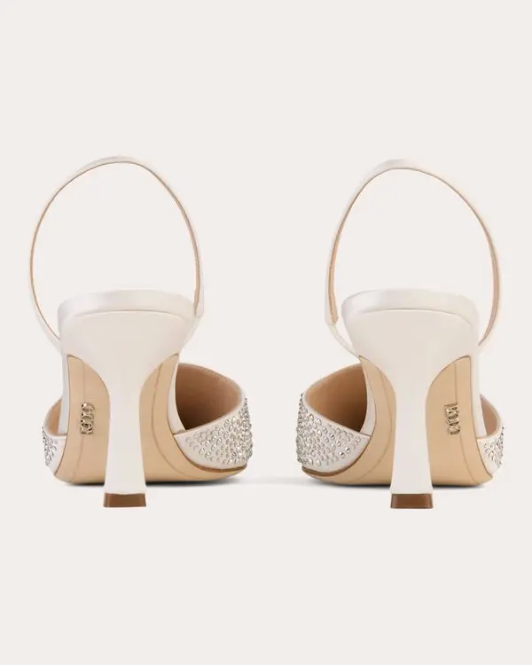 Rodo Assia 80 Embellished Satin Slingbacks - Blue