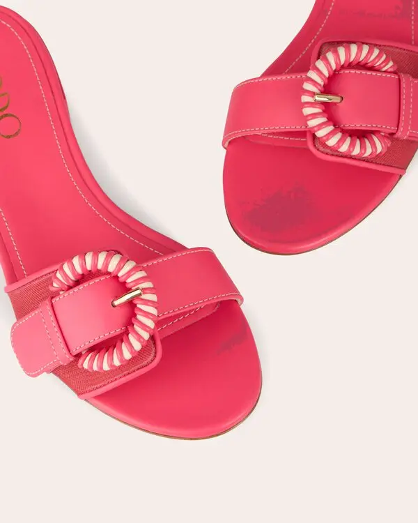 Rodo Opal Mesh Leather Buckle Sandal - Pink
