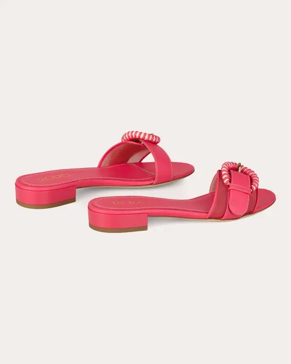 Rodo Opal Mesh Leather Buckle Sandal - Pink