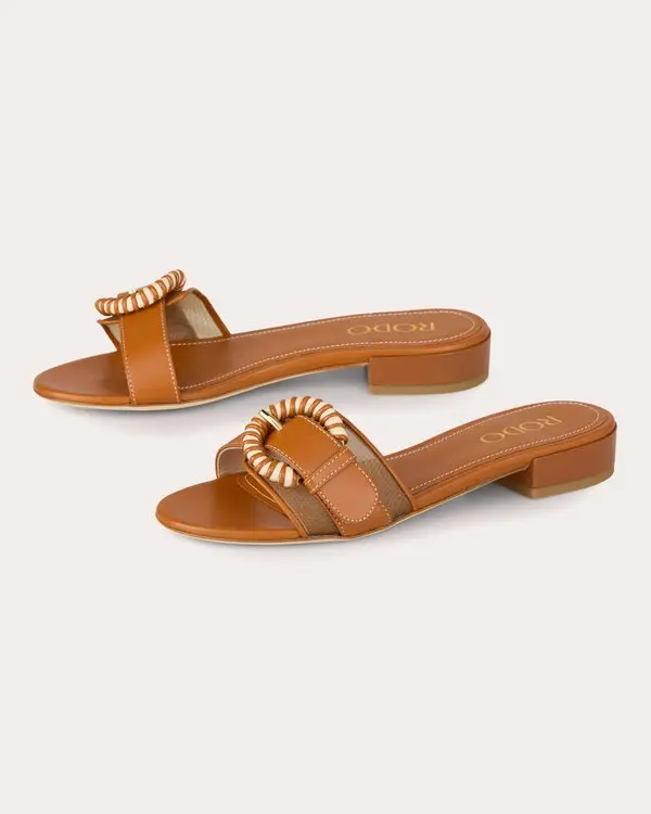 Rodo Opal Mesh Leather Buckle Sandal - Neutral