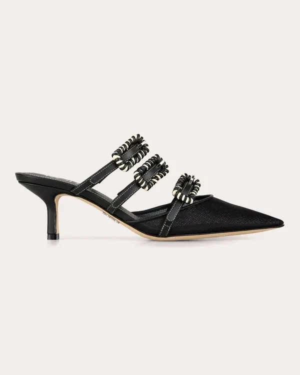 Rodo Paige 55 Mesh Leather Mule - Black