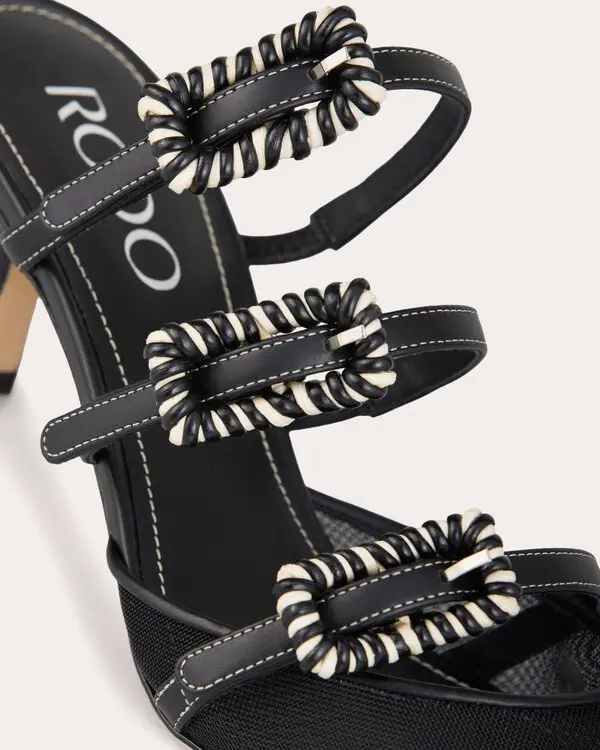 Rodo Paige 55 Mesh Leather Mule - Black