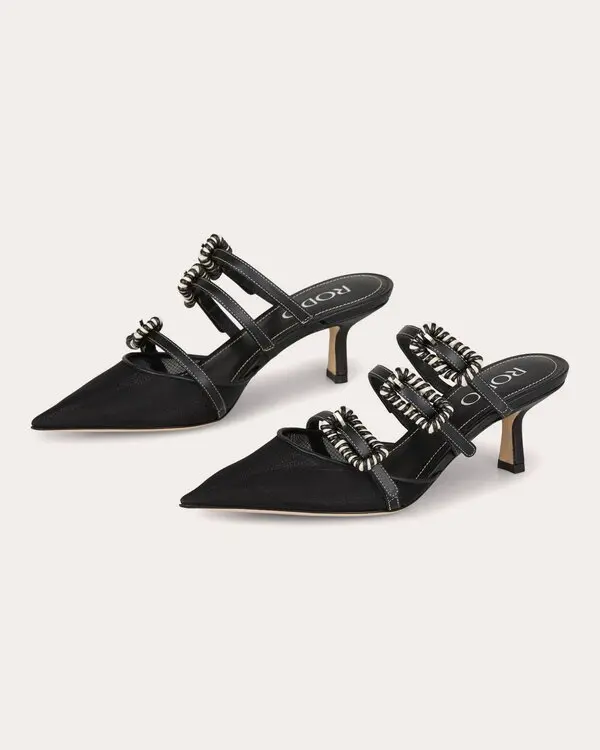 Rodo Paige 55 Mesh Leather Mule - Black