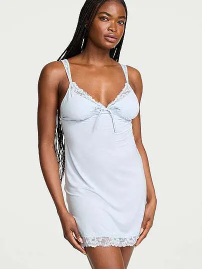 Victoria's Secret Modal Lace-trim Mini Slip - Blue