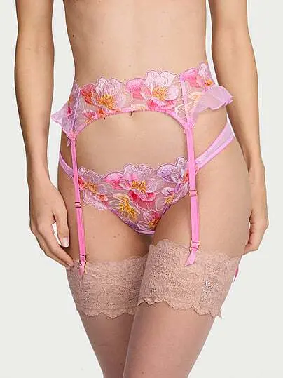 Victoria's Secret Dream Angels Watercolor Embroidery Garter Belt - Print