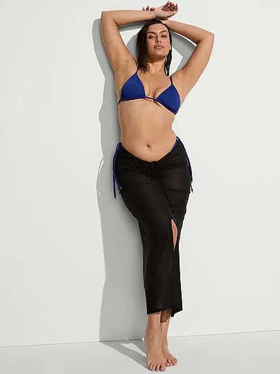 Victoria's Secret Swim Beachwear Mesh Cinched Maxi Skirt - Black