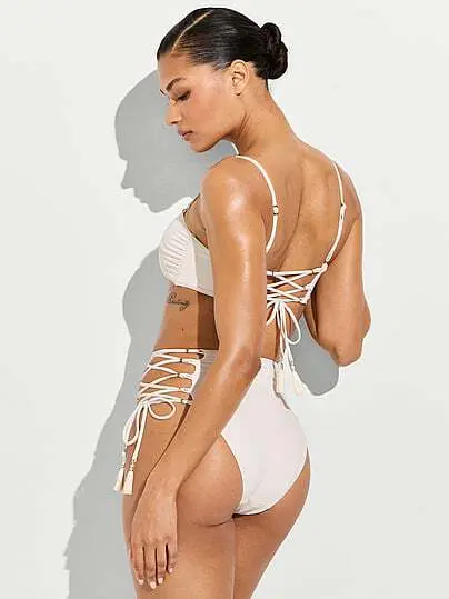 Victoria's Secret Cheeky High-waist Bikini Bottom - White,ivory