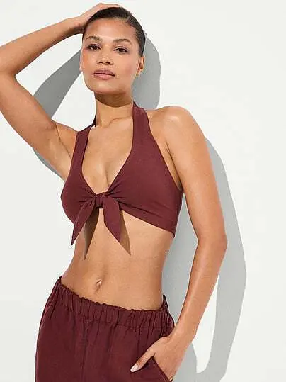 Victoria's Secret Tie-front Crop Top - Red