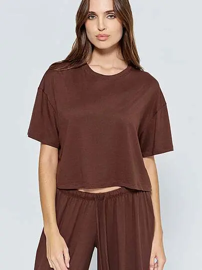 Victoria's Secret Cloud Crop Tee - Brown