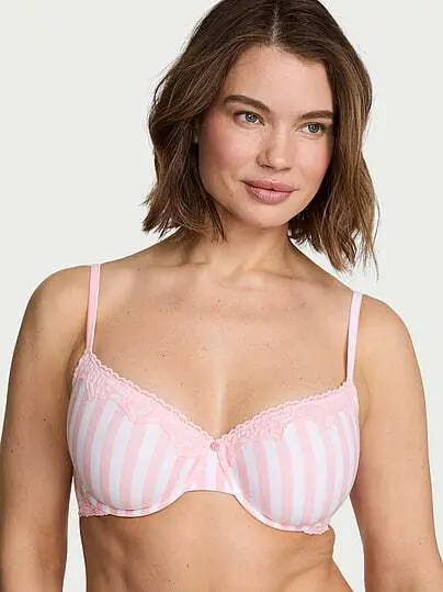 Victoria's Secret The T-shirt Cotton Lace-trim Unlined Demi Bra - Print