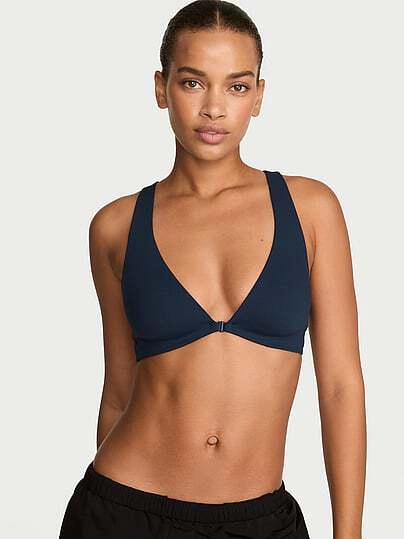 Victoria's Secret Vsx Elevate™ Triangle Plunge Front-close Sports Bra - Blue