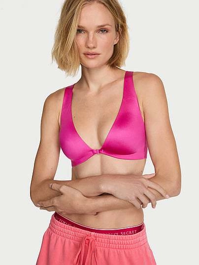 Victoria's Secret Vsx Elevate™ Triangle Plunge Front-close Sports Bra - Pink
