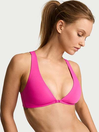 Victoria's Secret Vsx Glossytech™ Triangle Plunge Front-close Sports Bra - Pink