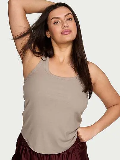 Victoria's Secret Vs Iconic Rib Square-neck Tank Top - Beige