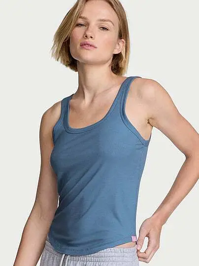 Victoria's Secret Vs Iconic Rib Square-neck Tank Top - Blue