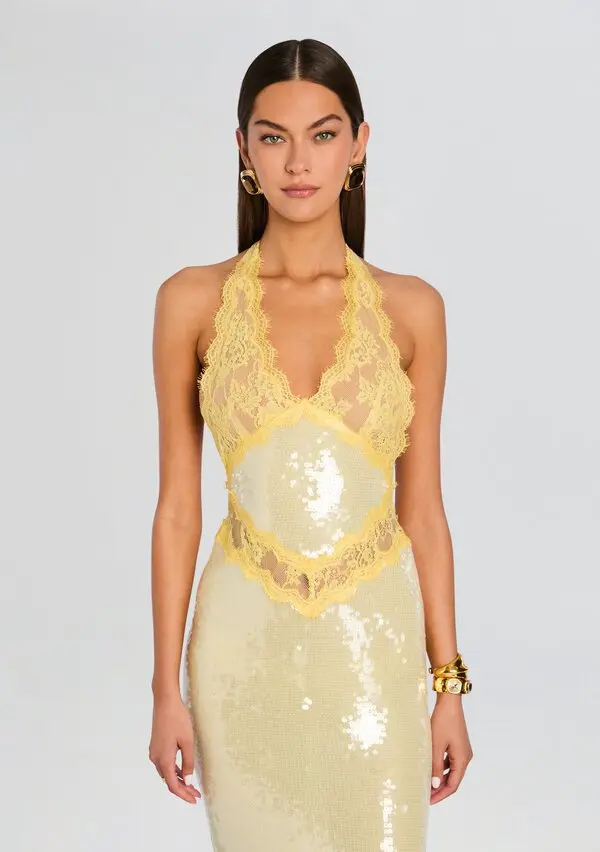 Retrofete Sequin Lace Midi Dress - Yuzu | Editorialist