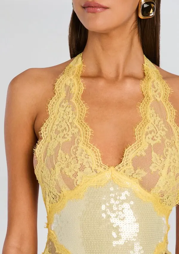 Retrofete Sequin Lace Midi Dress