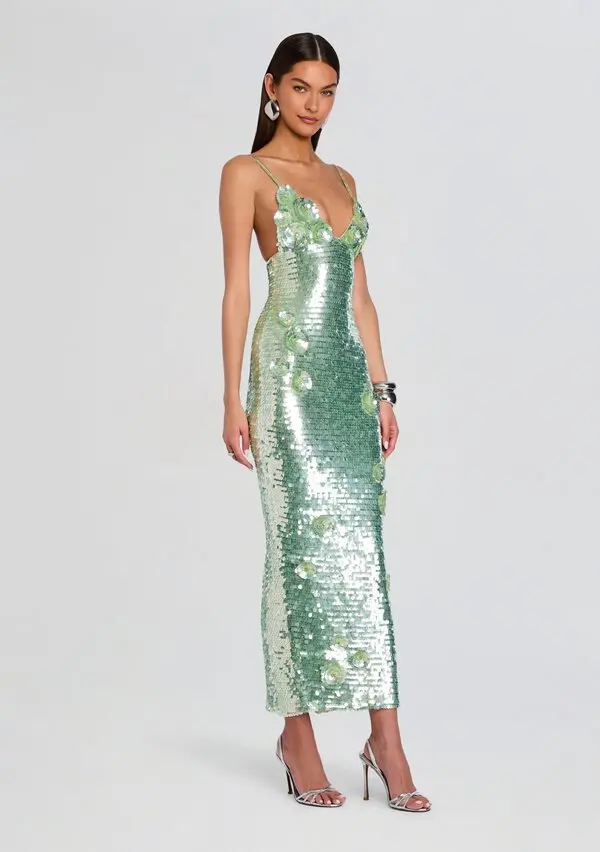 Retrofete Sequin Embroidered Gown