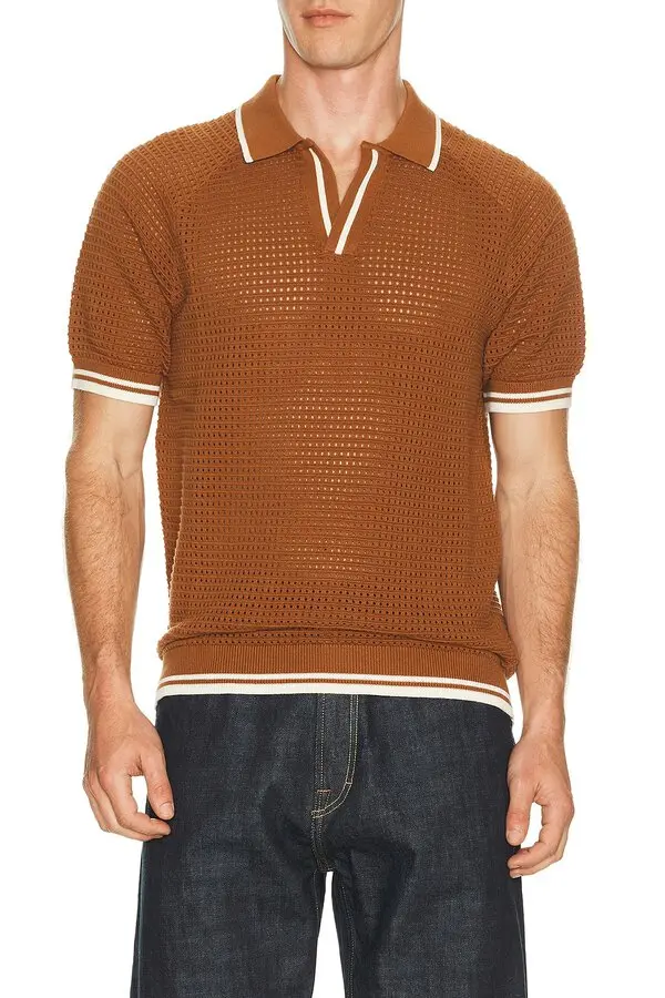 PERCIVAL Casa Martini Knitted Tennis Polo - Brown