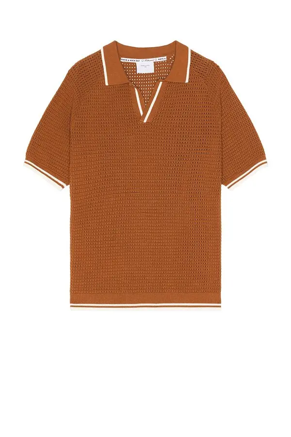 PERCIVAL Casa Martini Knitted Tennis Polo - Brown