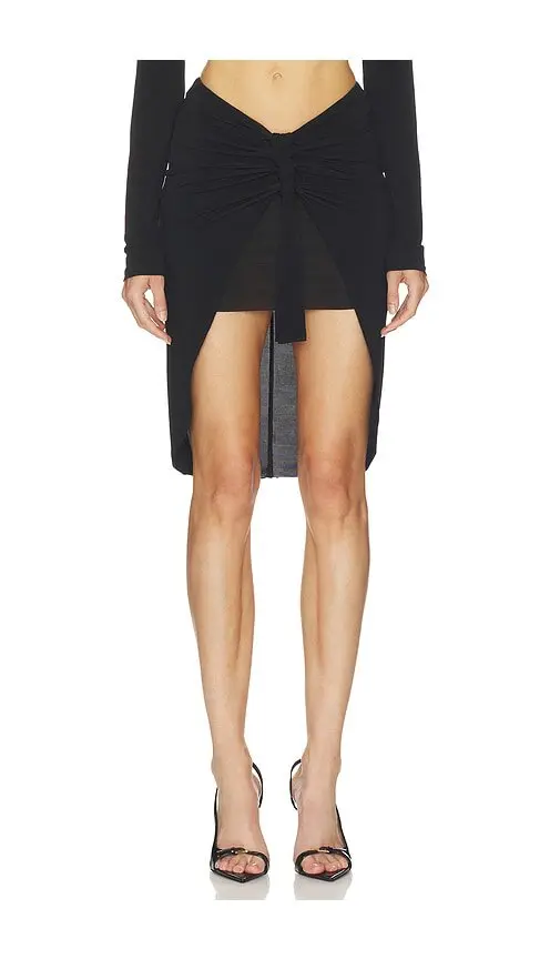 HAELO Knotted High-low Hem Skirt - Black