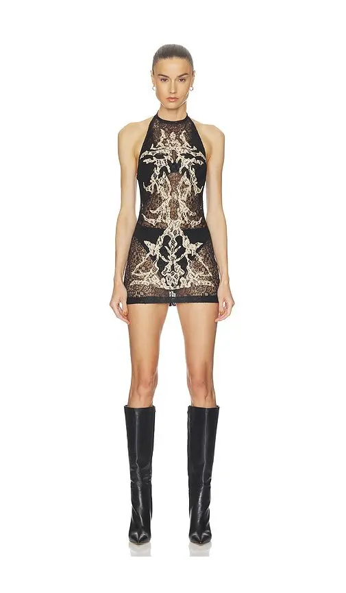 HAELO Feather Lace Mini Dress - Black