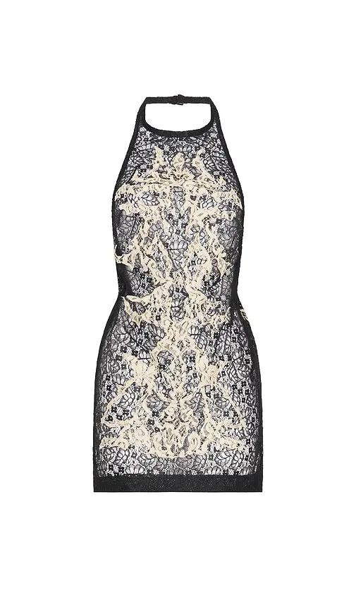 HAELO Feather Lace Mini Dress - Black