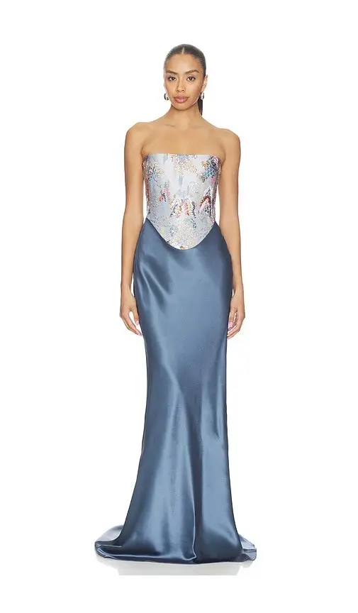 SAU LEE Embellished Sequined Gown - Slate