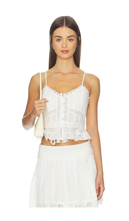 LoveShackFancy Avra Top With Lace Detailing