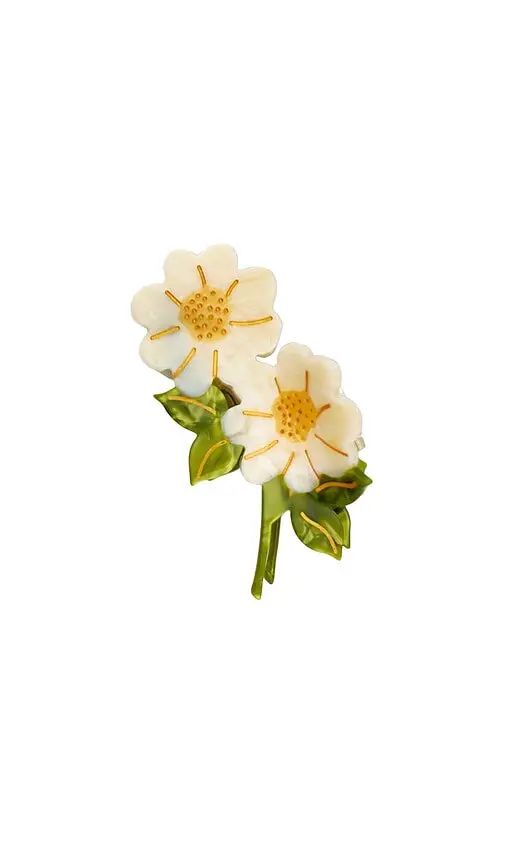 SOLAR ECLIPSE Hand-painted Daisy Stem Claw Hair Clip - Ivory