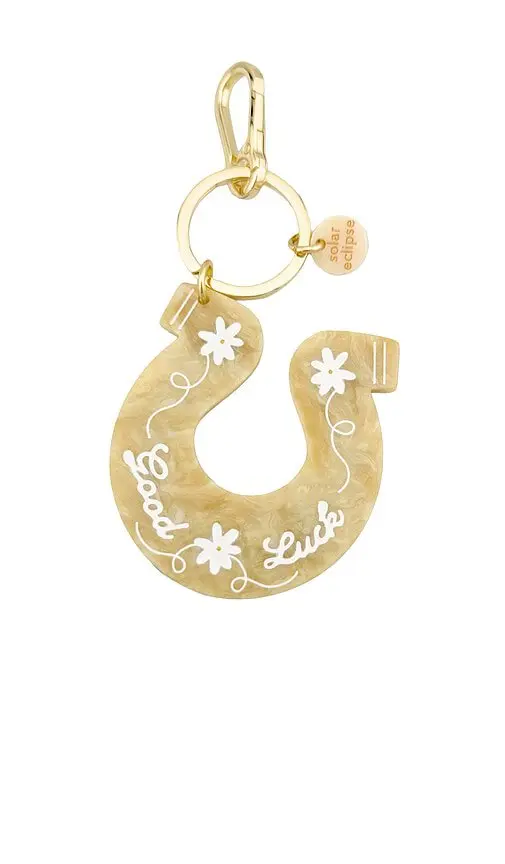 SOLAR ECLIPSE Hand-painted Horseshoe Bag Charm & Keychain - Neutral