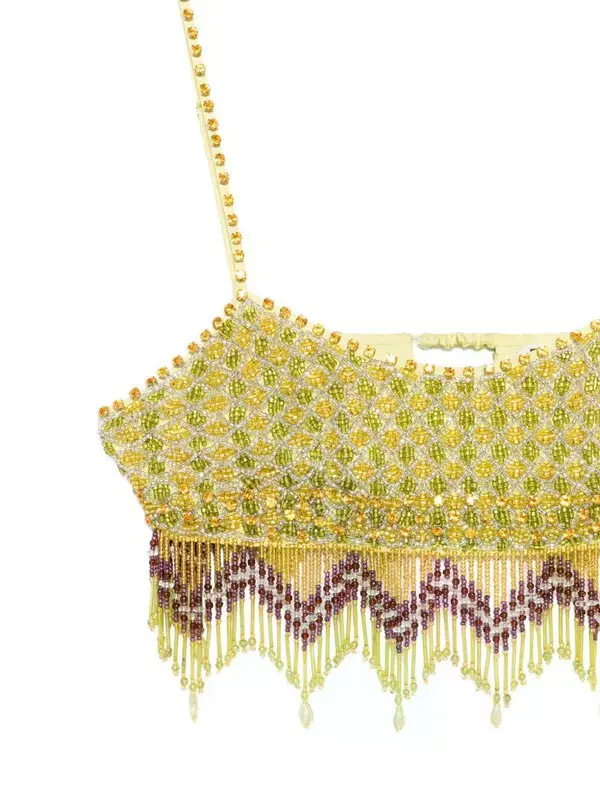 BODE Bead-embellished Fringed Top - Yellow